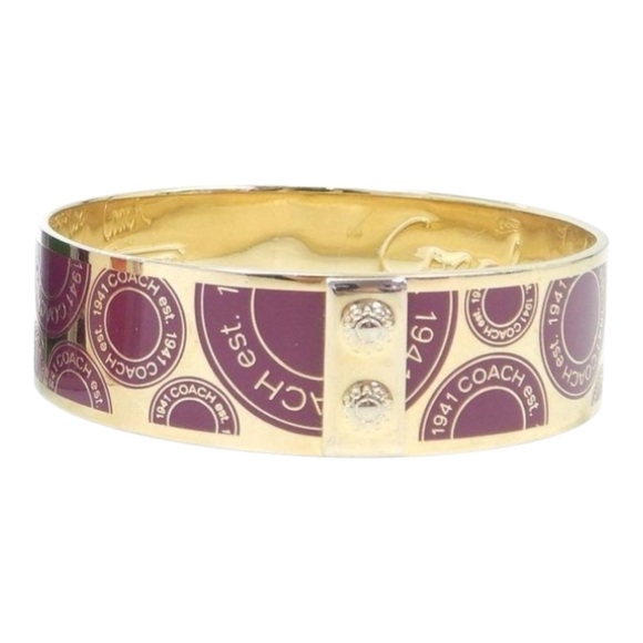 Coach | Jewelry | Coach Letter C Logo Signature Maroon Enamel Gold Tone ...